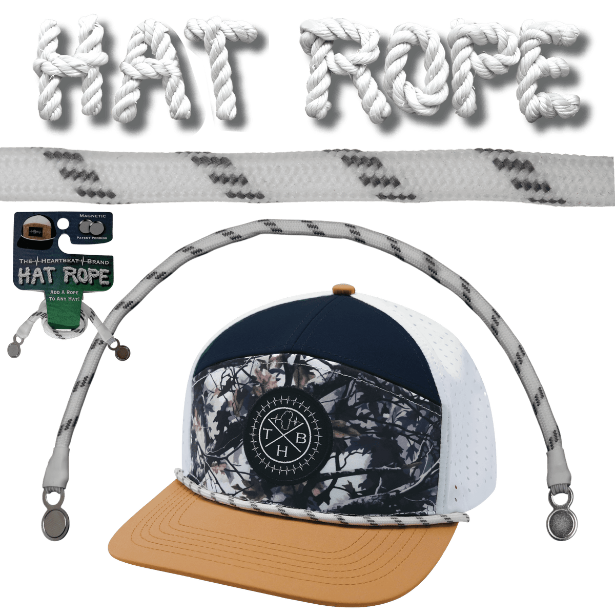 Hat Rope - White / Gray - Dash (Hat Not Included)