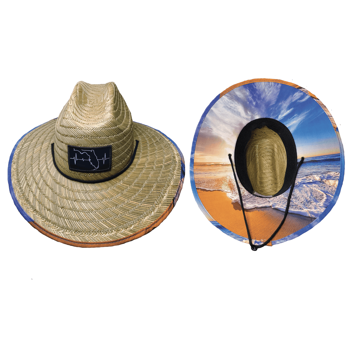 Florida Straw Lifeguard Hat Brim Water Resistant Sunset