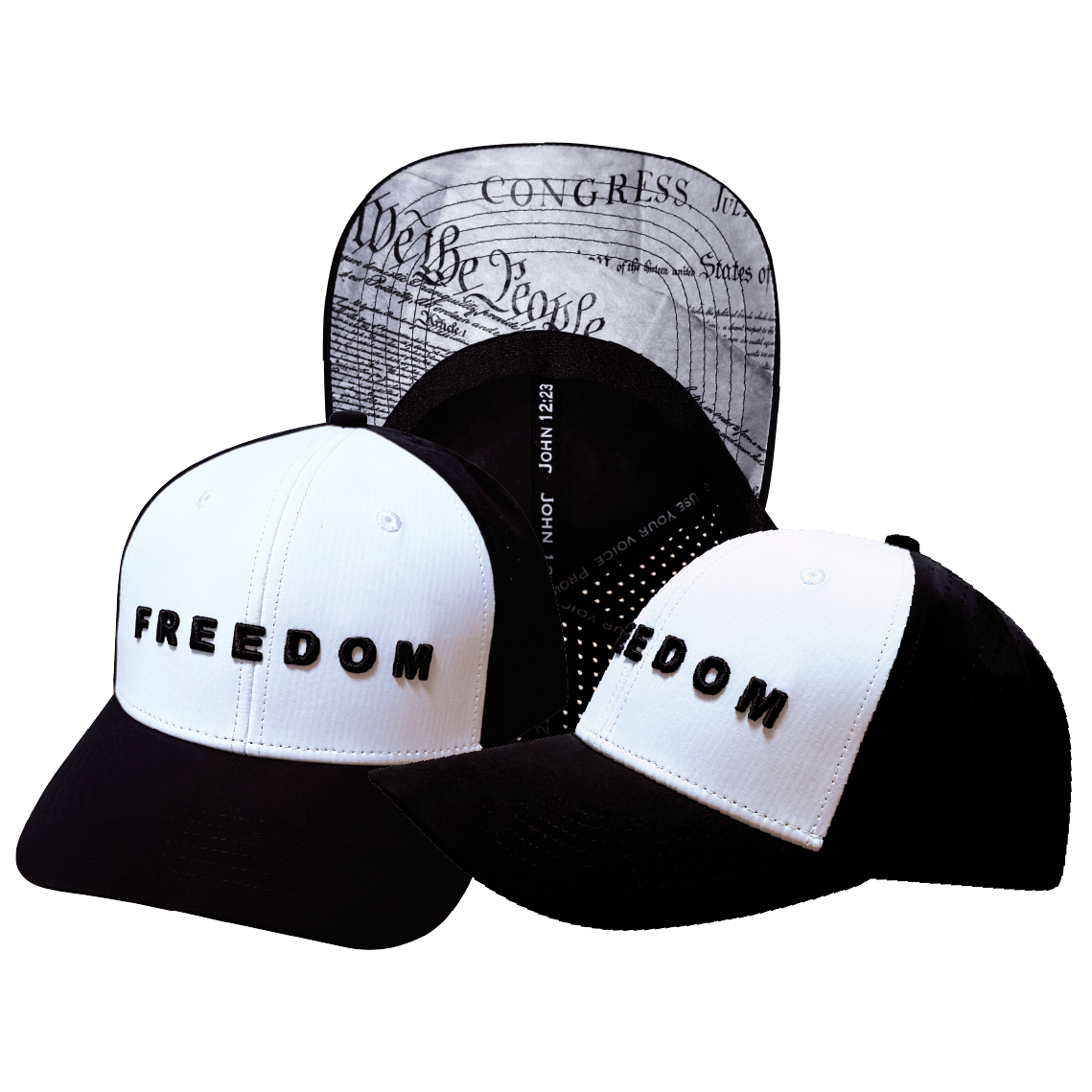 Freedom Hat Baseball Hat Fit Snapback Black White