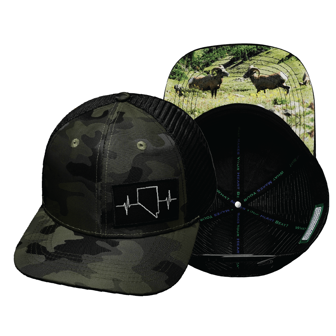 Nevada Hat Baseball Hat Snapback Hat Green Camo Black