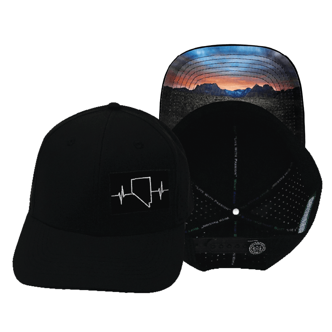 Nevada Hat Baseball Hat Snapback Water Resistant Black