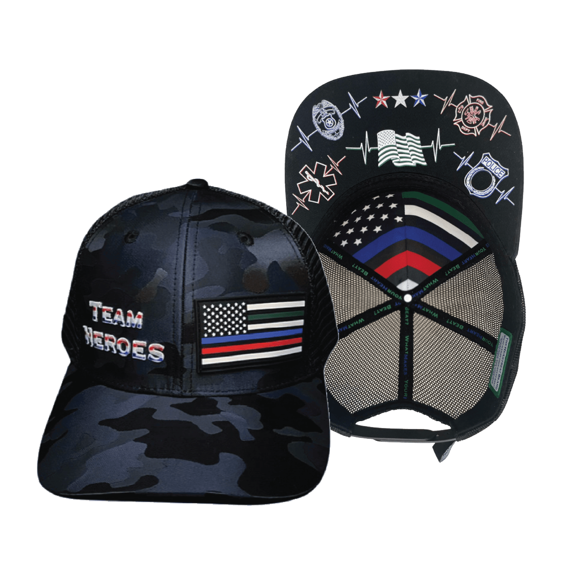 Team Heroes Baseball Hat Snapback Navy Camo Black