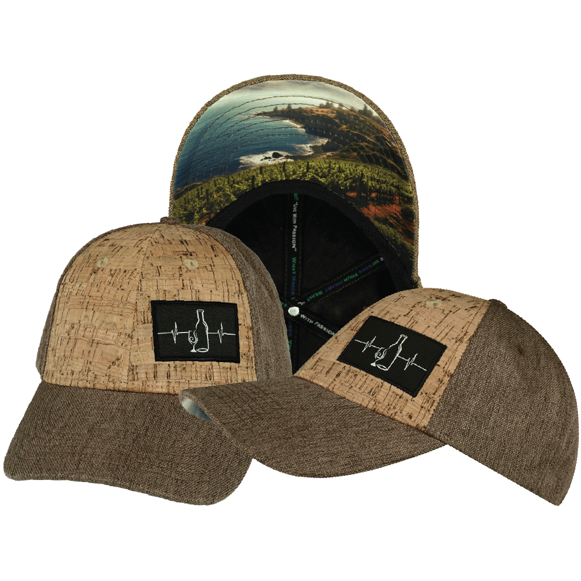 Wine Hat Low Profile Snapback Cork Light Brown Hemp
